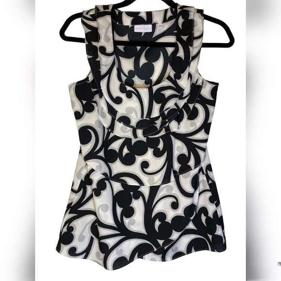 New York & Company | Tops | Ny And Company Black White And Grey Ruffle ...